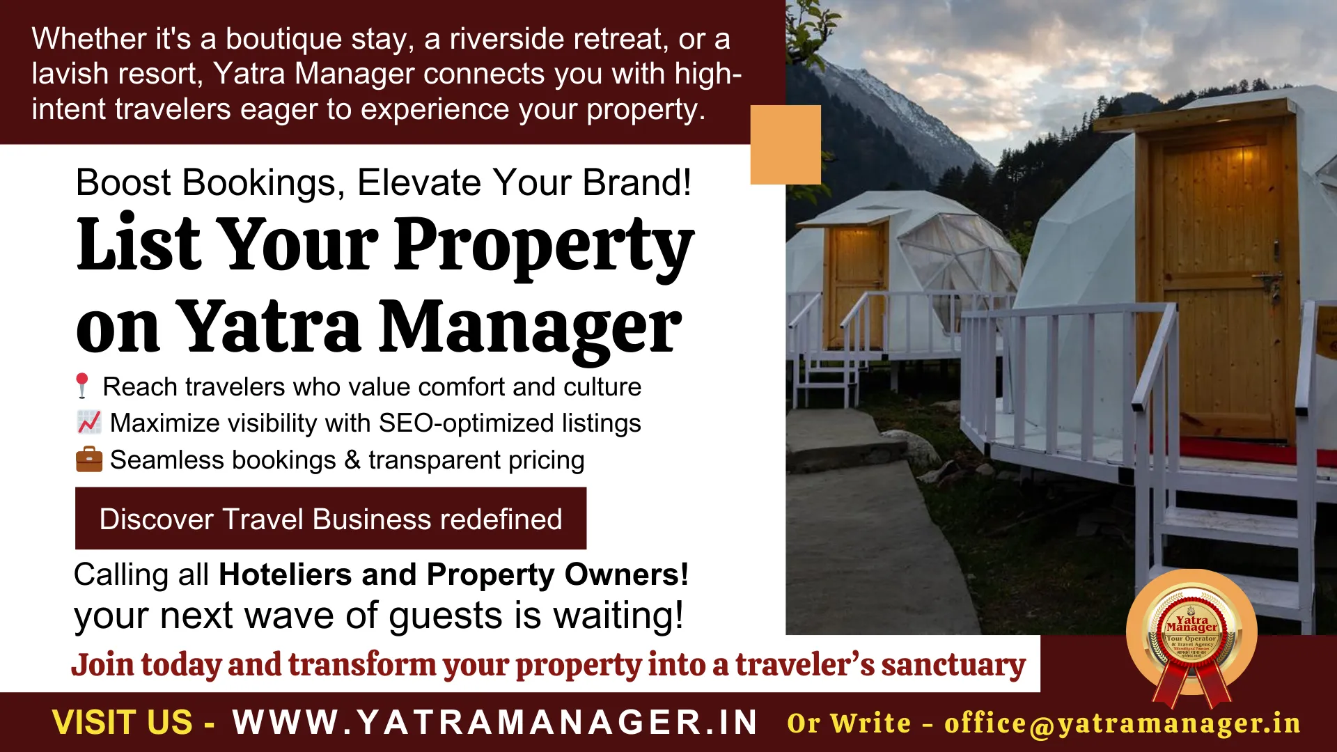 List Hotel Apartment Homestay Resort Guesthouse on Yatra Manager